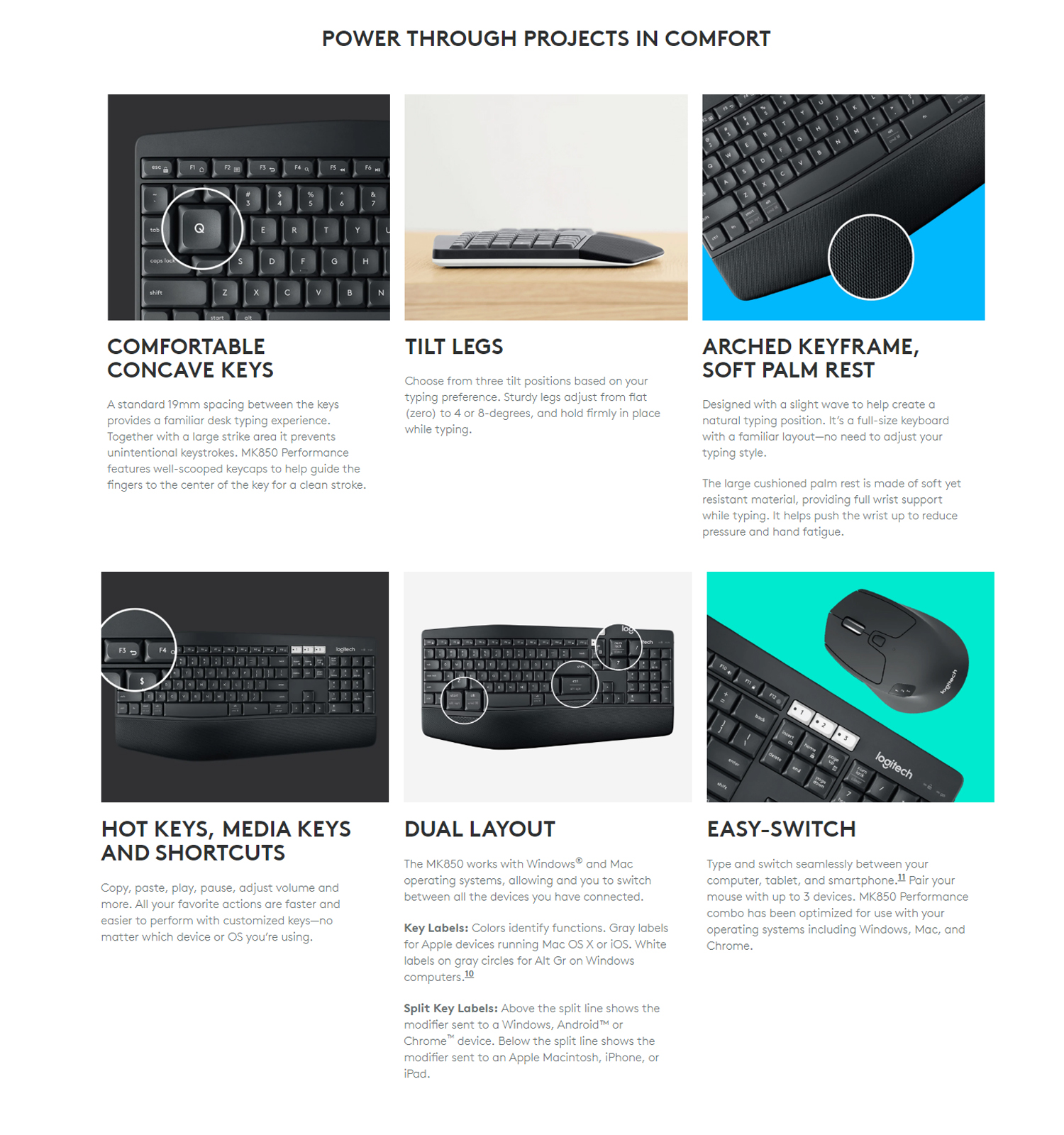 Logitech MK850 Multi-Device Performance 2.4GHz Wireless Keyboard and ...