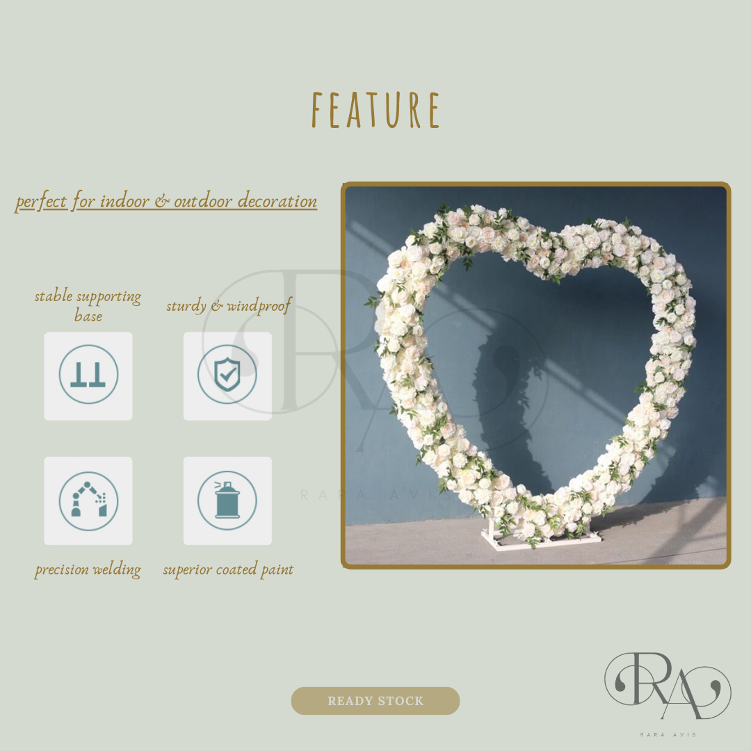 2m Gold Large Metal Heart Shape Wedding Backdrop Iron Love Arch Stand ...