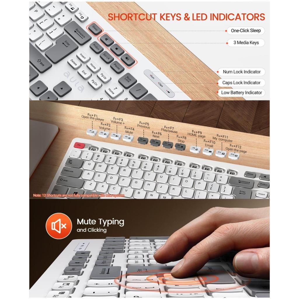 AULA AC308 Wireless Keyboard Mouse Set / AULA AC208 3 in 1 Keyboard and ...