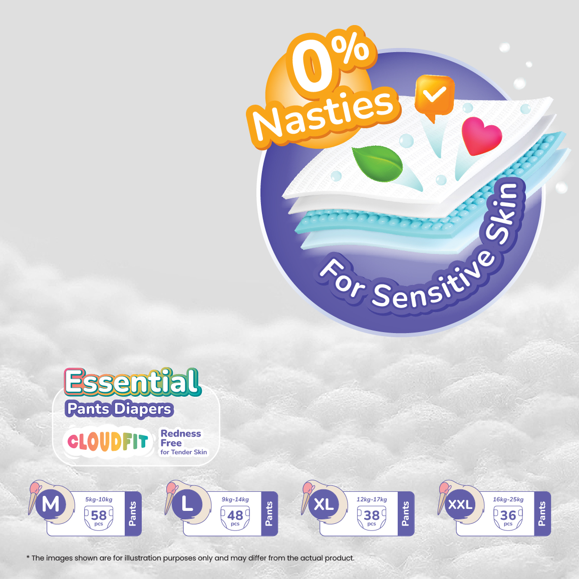 [BUNDLE OF 3PACKS] Faybel Baby Essential Disposable Diaper (PANTS ...