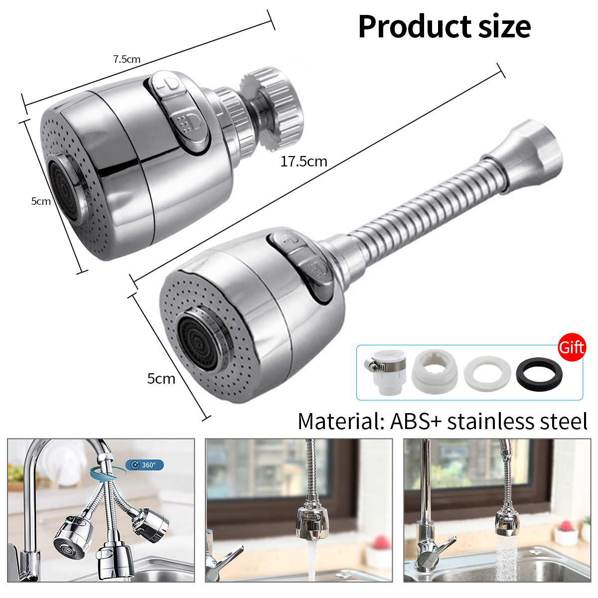 360 Swivel Tap Dapur Quality High Pressure 360 Flexible Nozzle Spout ...