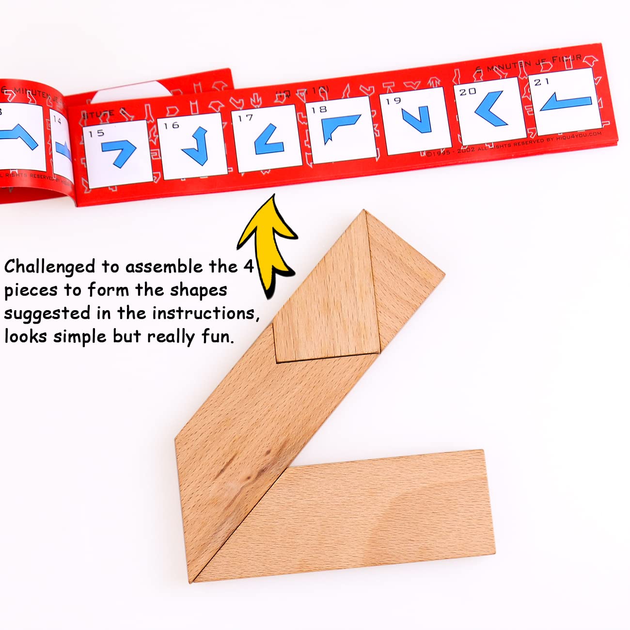 HIQU Vision 2020, T Block, T Word Puzzle Tangram Wooden Brain Teaser ...