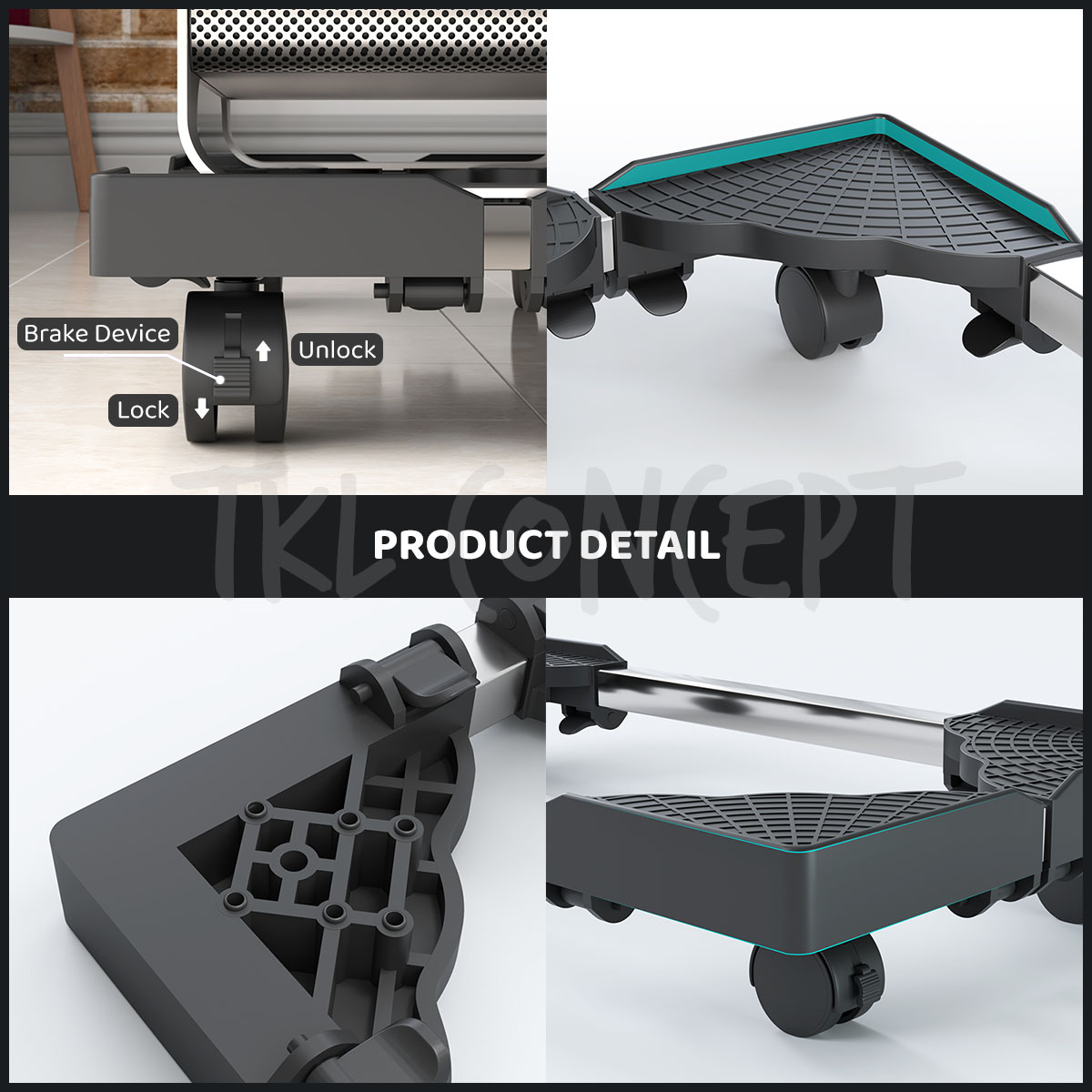 【TKL】Adjustable CPU Stand Wheel Roda 360 Rotating PC Tray Desktop Rack ...