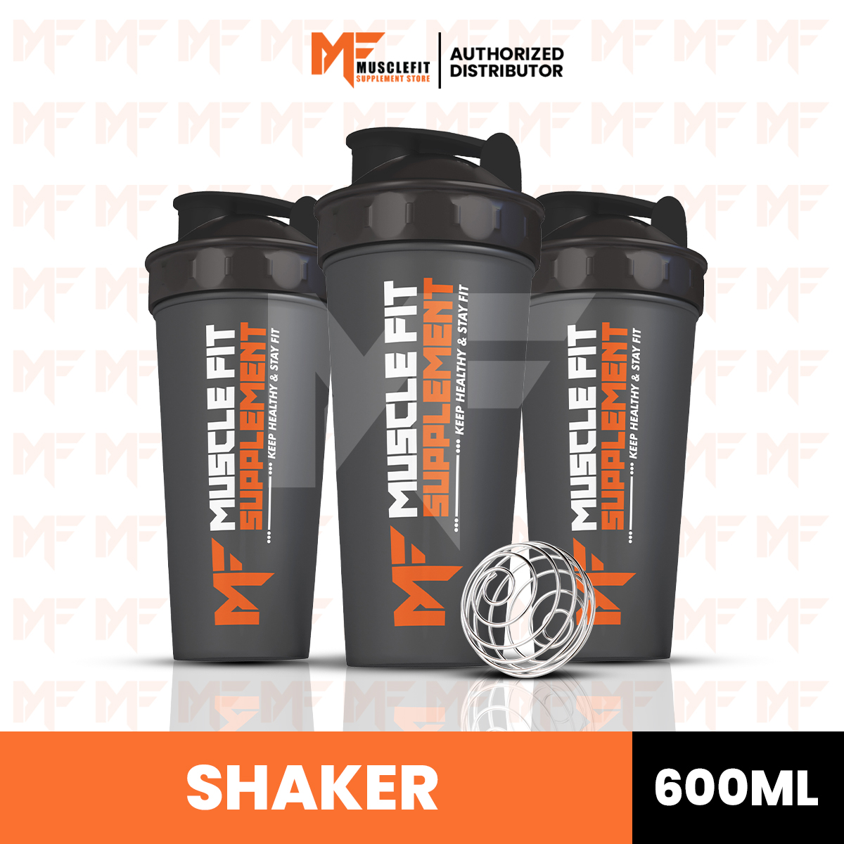 Protein Shaker Bottle With Stainless Steel Ball 600 ml Muscle Fit ...