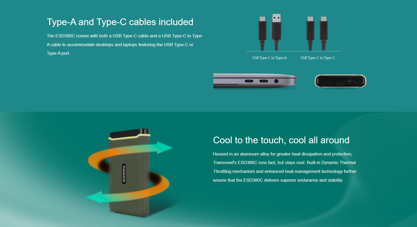 Transcend ESD380C USB 3.2 Gen 2x2 USB Type-C Portable SSD Solid State ...
