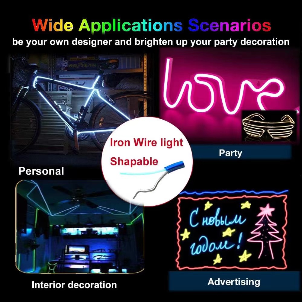 2.8mm Wording Light Strip EL Wire Neon Light With Iron Core Neon Custom ...