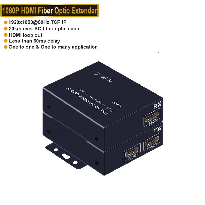 HDMI Extender Over Fiber Optical HDMI Media Converter 1080P Singlemode ...