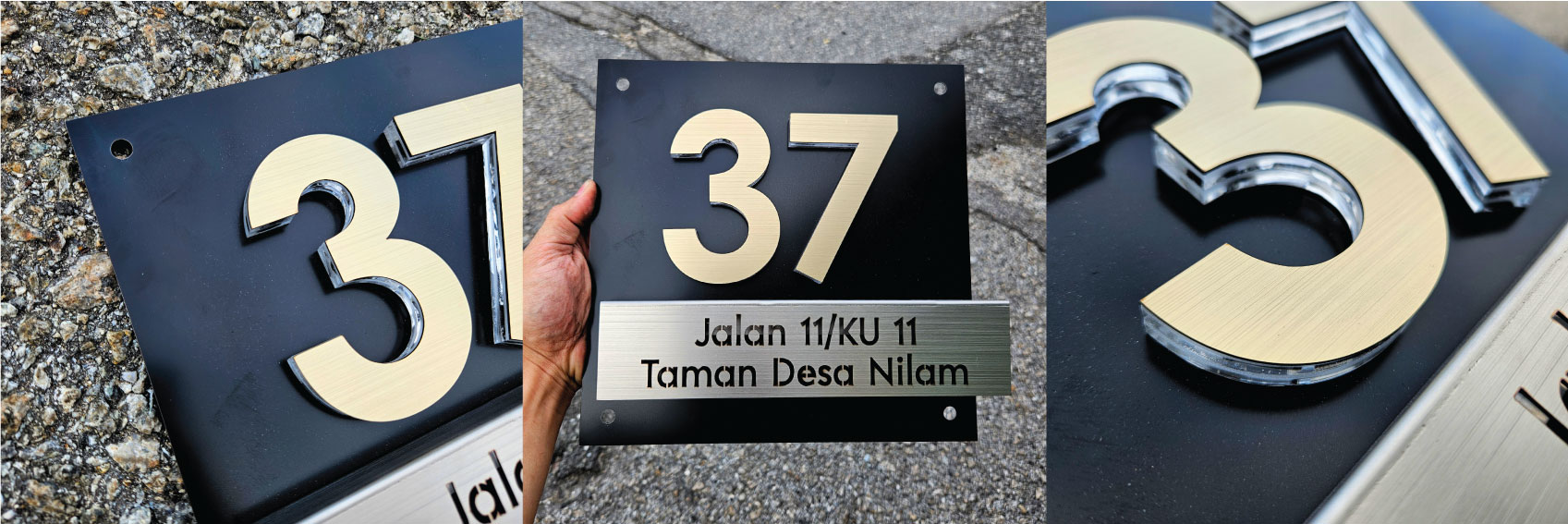 3D Modern Stainless Steel House Number Plate Address Sign Metal Tanda ...