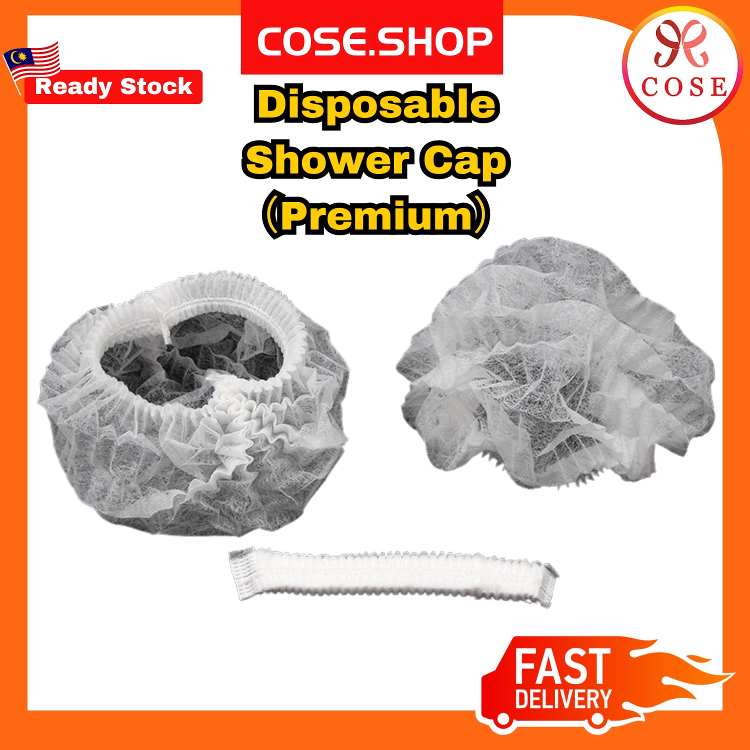 COSE 100pcs Disposable Shower Cap Non-woven Hair Net Hair Cap Premium ...
