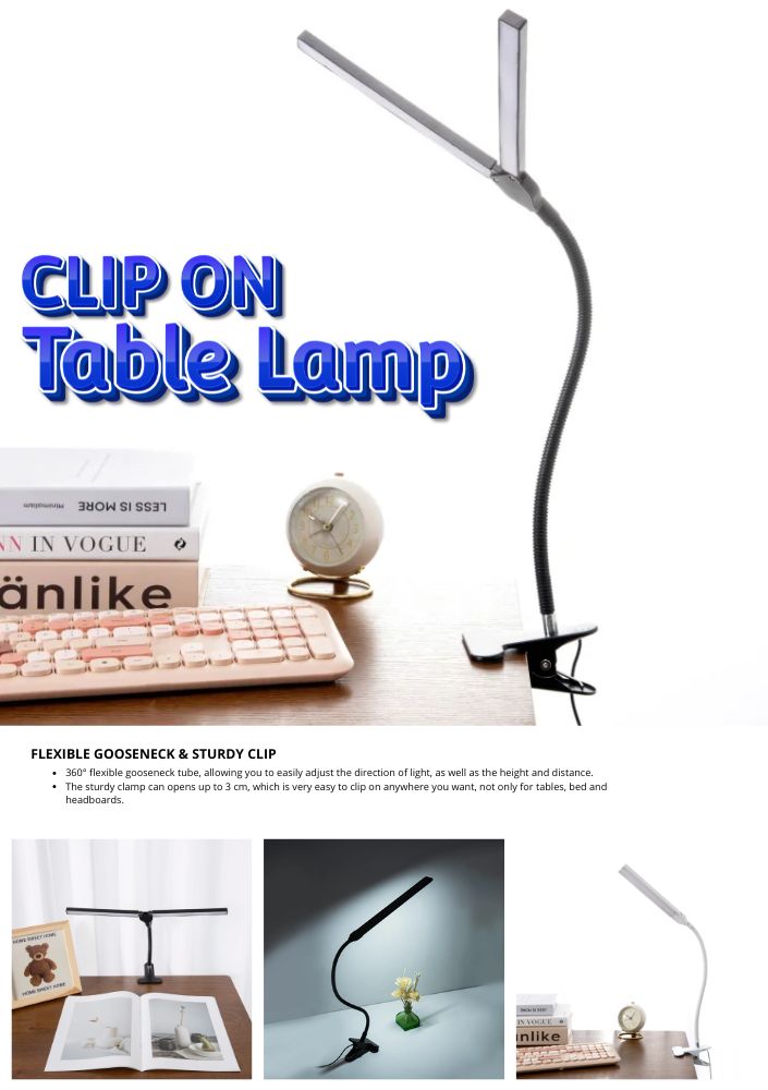 Clip On Study Lamp Flexible Gooseneck Book Reading Lamp Bed Lamp Lampu Belajar Adjustable Head ...