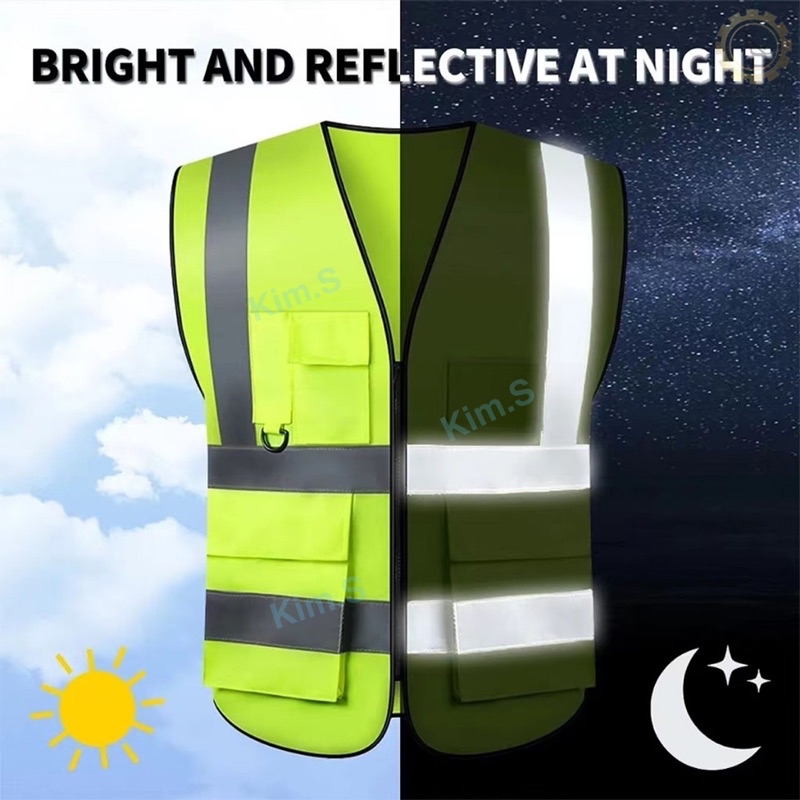 Kim.S Safety Vest Security Guard High Viz Reflective Vest Oxford Fabric ...
