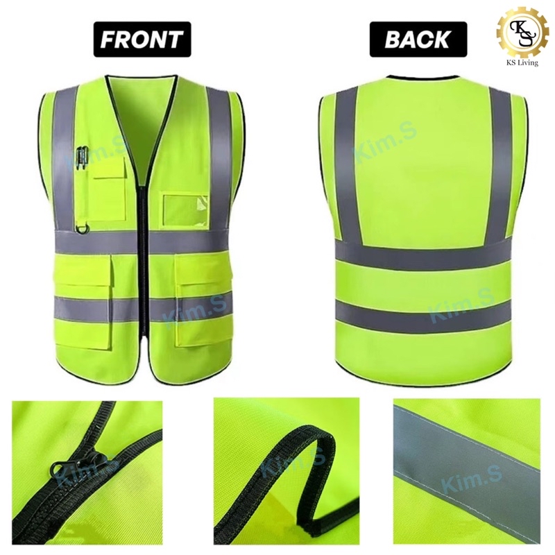 Kim.S Safety Vest Security Guard High Viz Reflective Vest Oxford Fabric ...