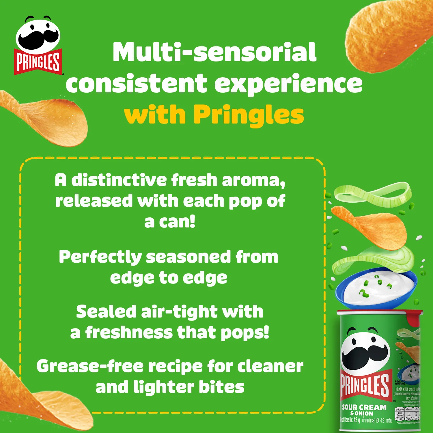 Pringles Potato Chips 42g - / Sour Cream & Onion [SCO - Expiry: July ...