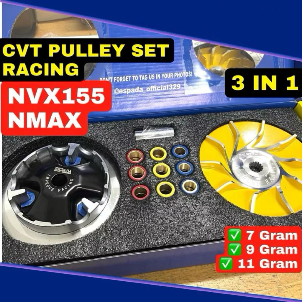 ESPADA YAMAHA NMAX NVX155 V1 V2 RACING FRONT CVT PULLEY COMP SET (WITH 3 SET RACING WEIGHT ...