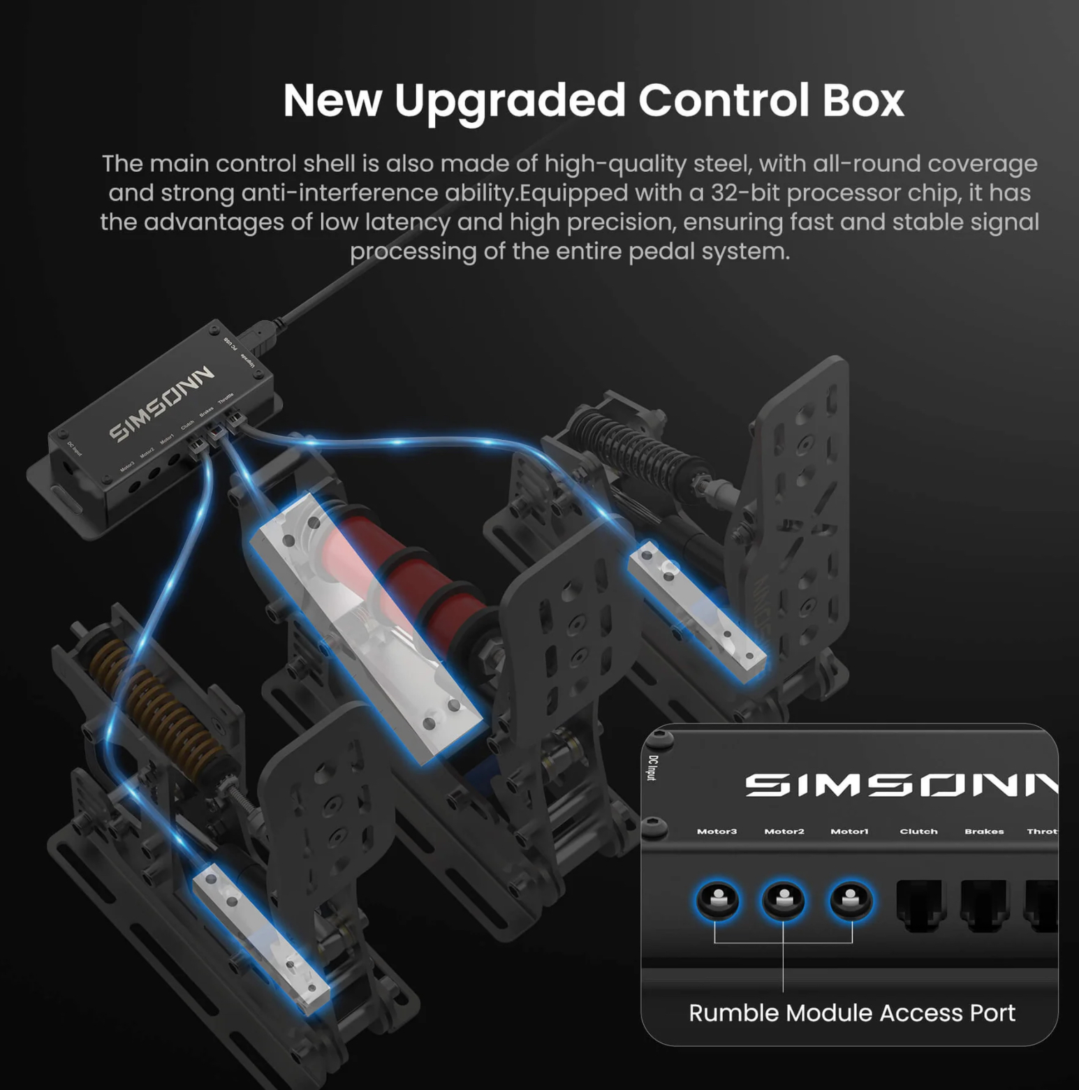 Simsonn Plus X 200KG Load Cell Pedal Set Professional Sim Racing Rig ...