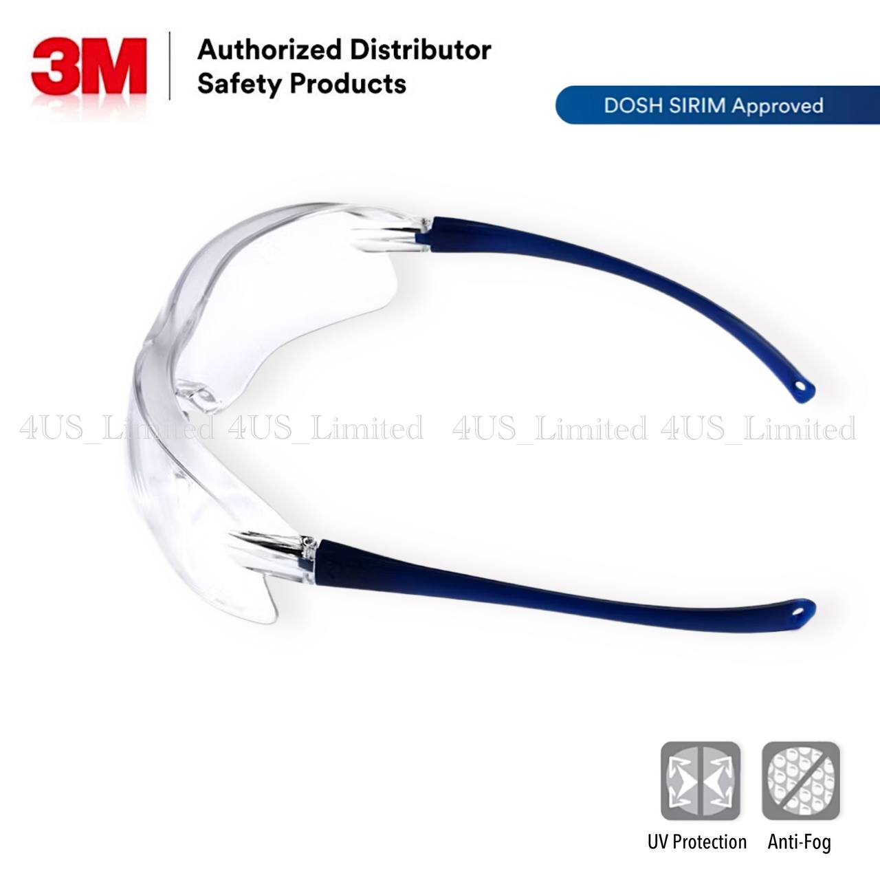 3M 10434 Virtua Sport Safety Eyewear Asian Fit Anti Fog Clear Lens/Blue ...