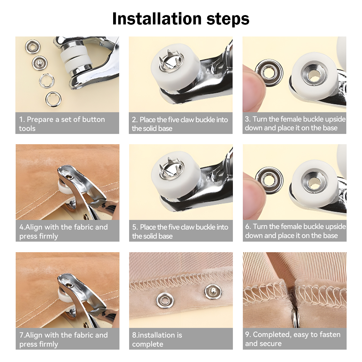 101pcs Metal Snap Button Set Hand Press Pliers Installation Tool Set ...