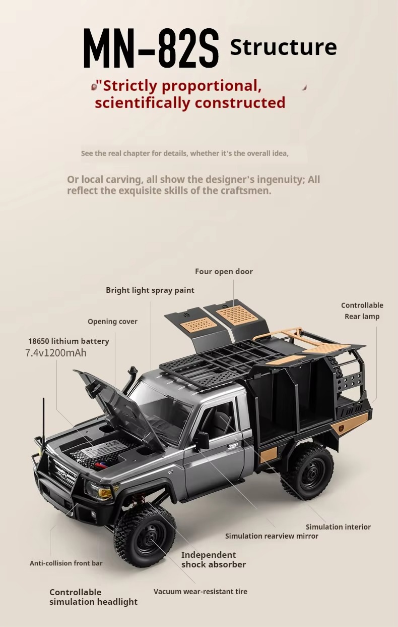 [NEW24] MN82S PRO 1/12 Toyota LC79 Full Scale MN Model RTR 2.4G 4WD 280 ...
