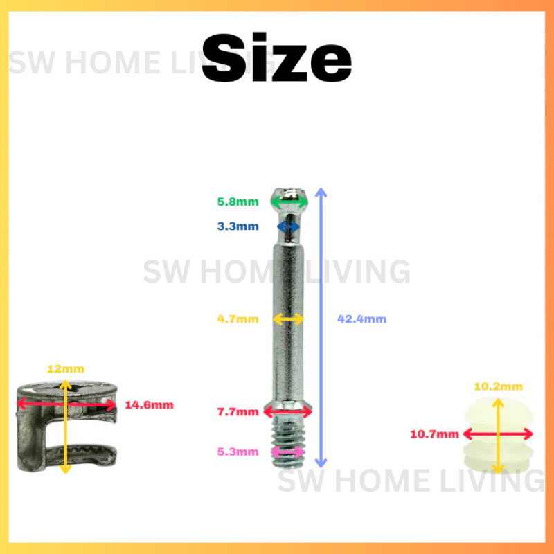 SW 3 in 1 Minifix Screw 4set Housing Bolt Nut Connector Part Screw ...
