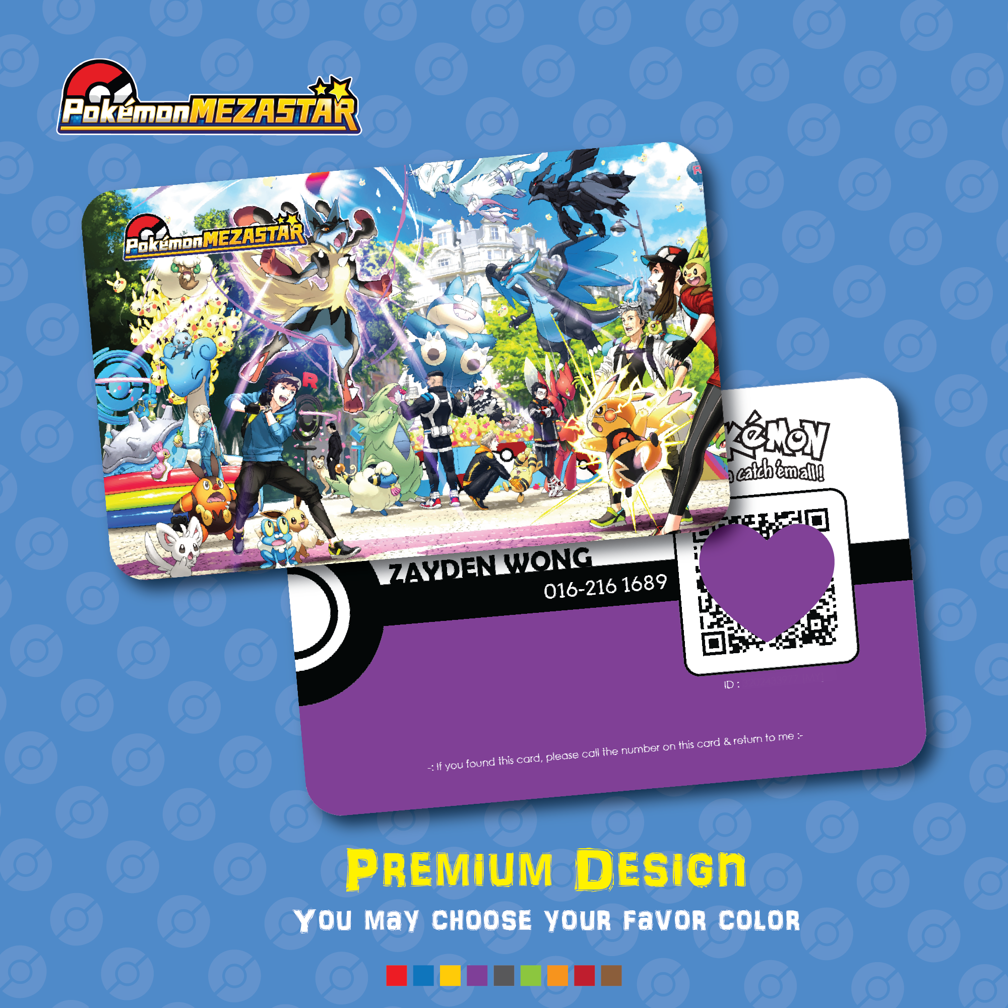 MEZASTAR | Own or Custom PVC Trainer ID CARD | Pokemon | 100% Scan ...