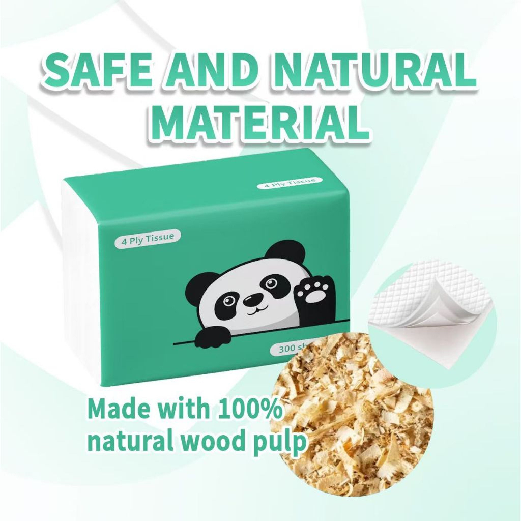 Green Panda Premium Bamboo Facial Tissue | 10 Packs, 4 Ply, 300 Sheets ...