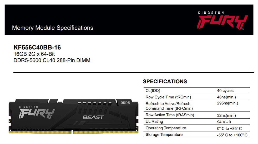 Kingston HYPERX FURY BLACK DDR4-3200 (1X8GB) / FURY BEAST BLACK DDR5 ...