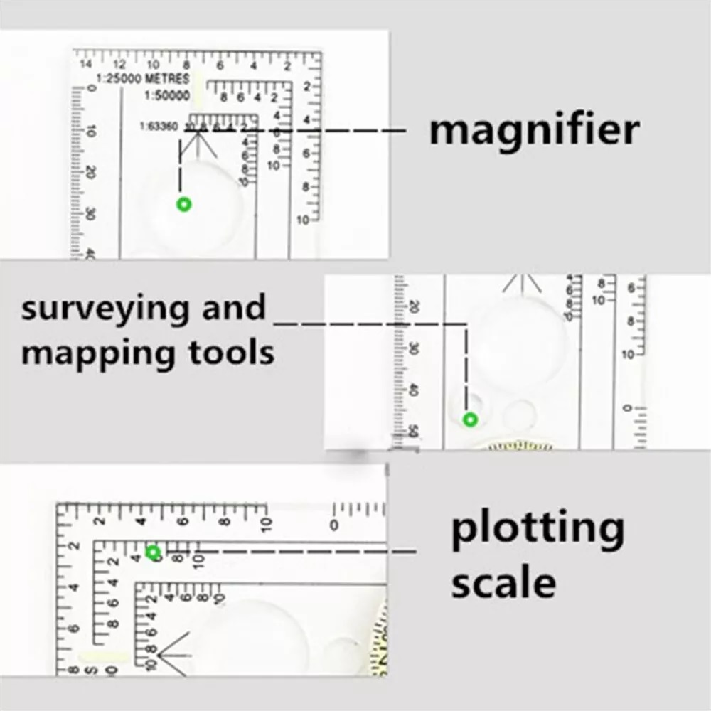 Portable Navigation Compass Transparent Scale Ruler Multifunction Map ...