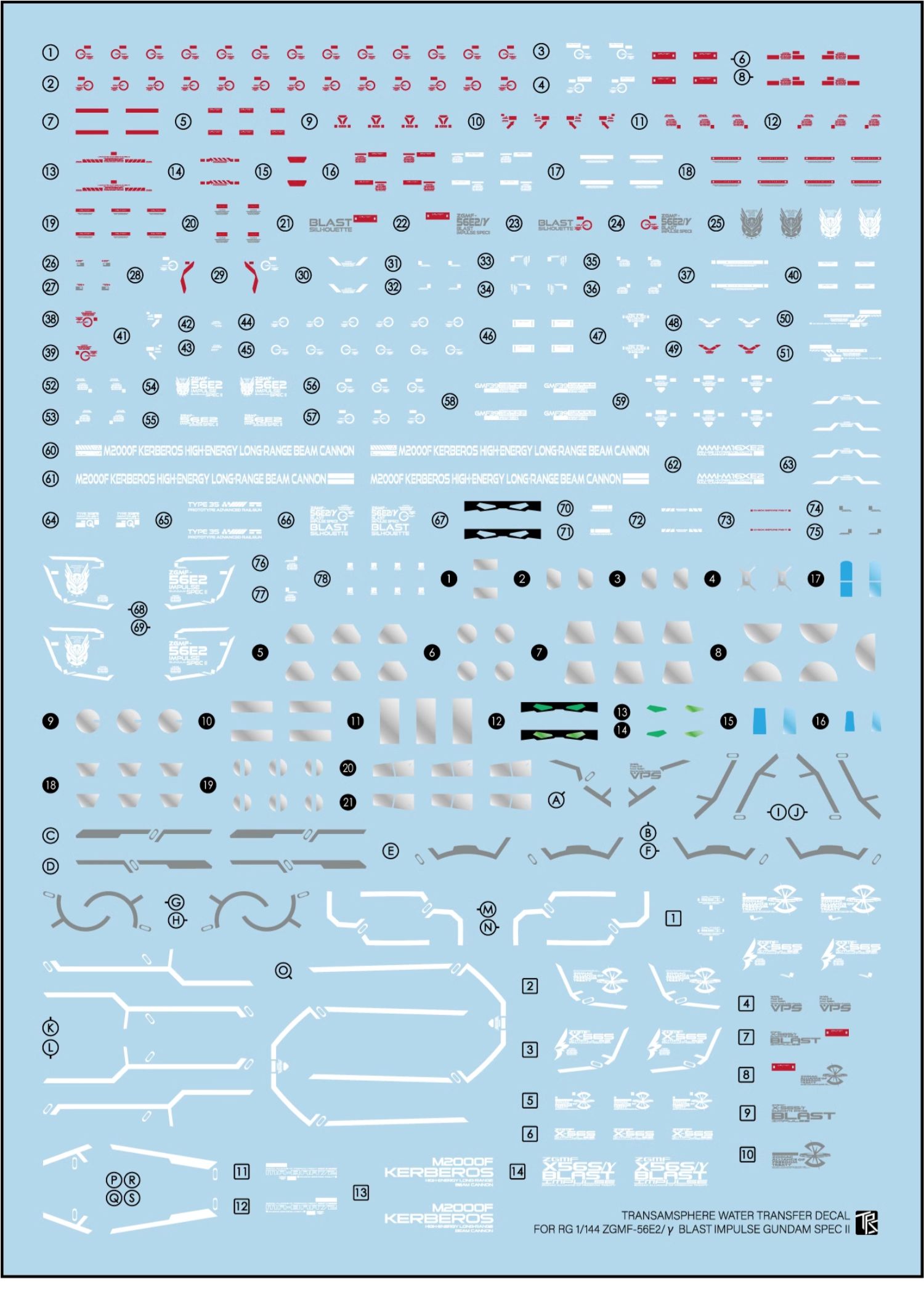 (TRS) Waterslide Decal - RG 1/144 Blast Impulse Spec II (Upgrade) ZGMF-56E2/γ Model Water R022 炮 ...