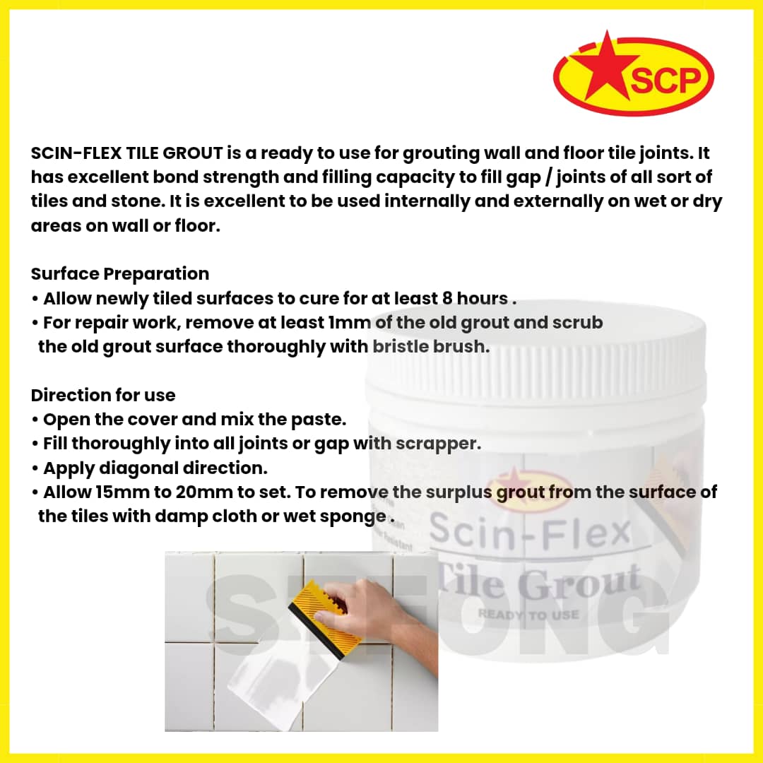 SCP SCIN-FLEXTILE GROUT 750GM (WHITE) GUM TILES | Shopee Singapore