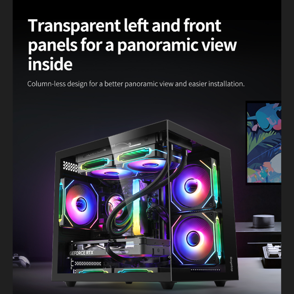 SEGOTEP BRAVE W1 M-ATX PANARAMIC VIEW PC CASE / CASING - PRE-INSTALLED ...