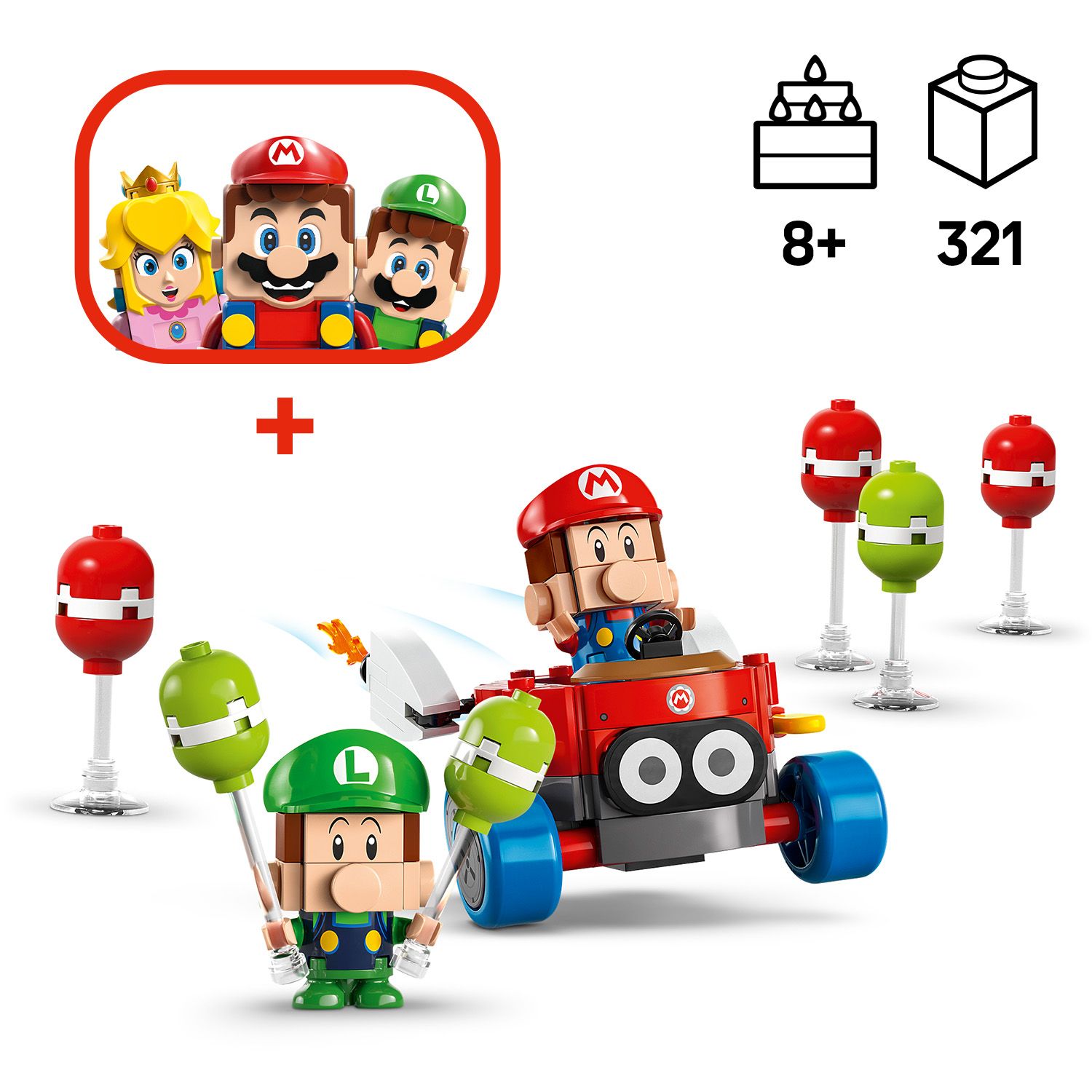 LEGO Super Mario 72034 Mario Kart – Baby Mario vs. Baby Luigi (321 ...