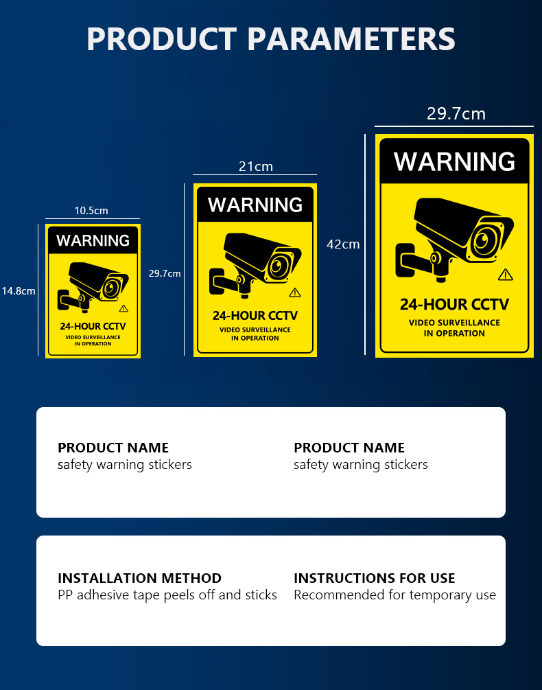 Camera Notice Sticker Sign 24-Hours CCTV Video Surveillance in ...