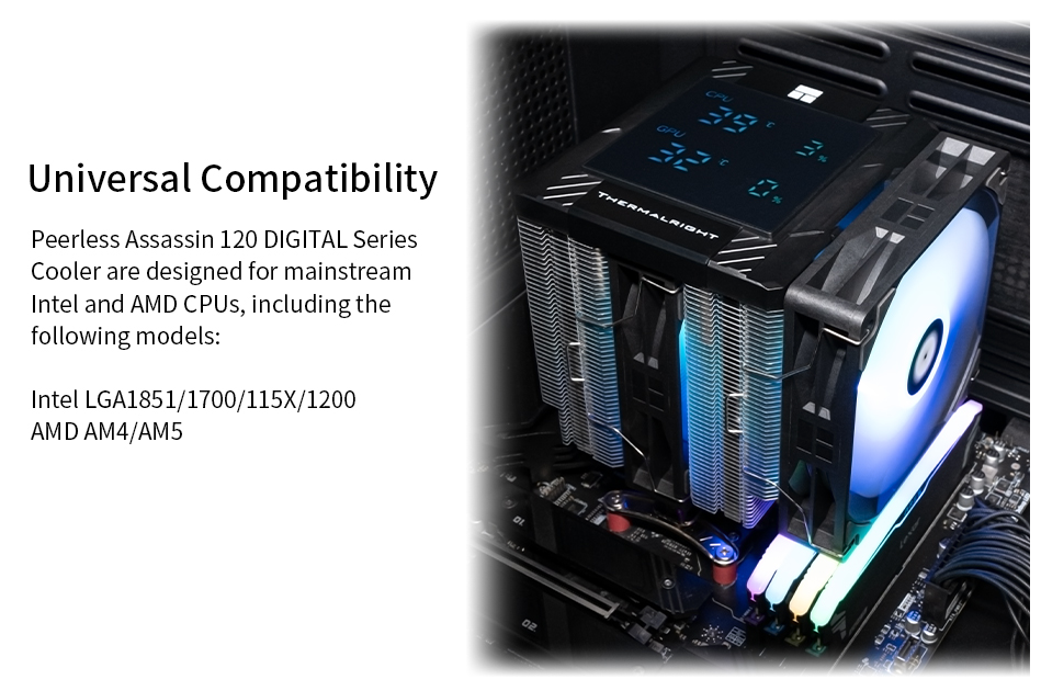 THERMALRIGHT PA120 DIGITAL PEERLESS ASSASSIN 120 BLACK | WHITE CPU ...