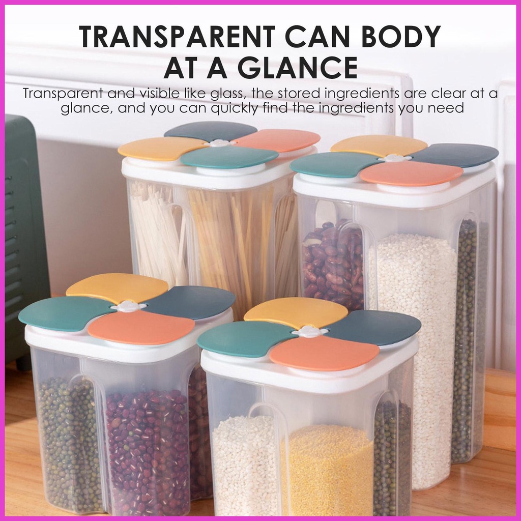 4-in-1 Cereal Dispenser Dry Food Storage Container with Petal Design ...