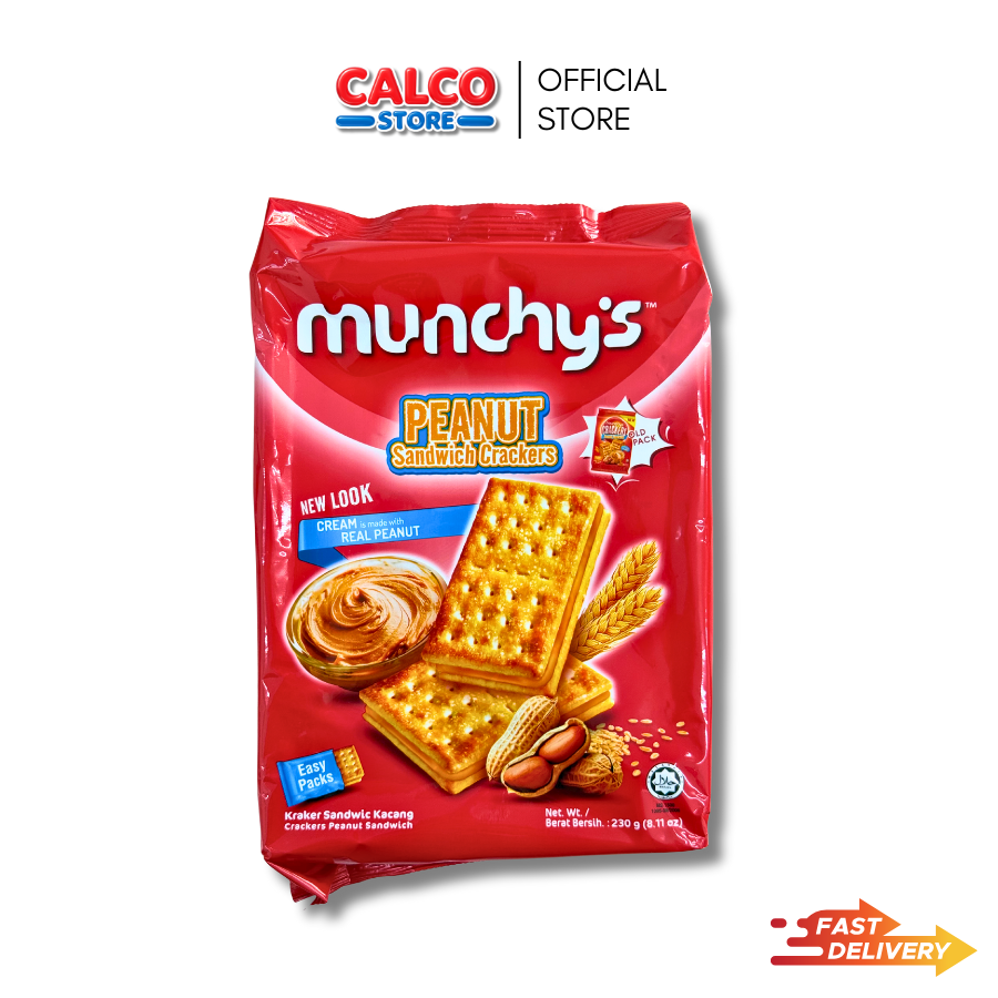 Munchy's Peanut Sandwich Crackers 230g | Halal Certified | Crunchy ...