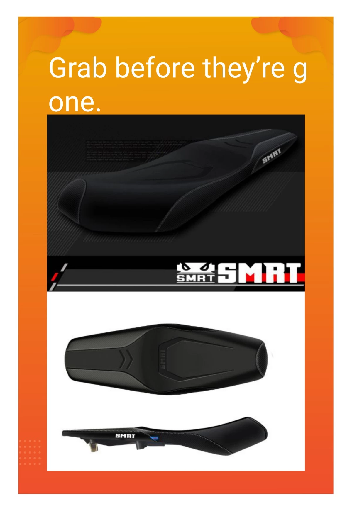 Motor Seat Premuim Quality Comfortable Seat Black SMRT RACING FOR Y15 ...