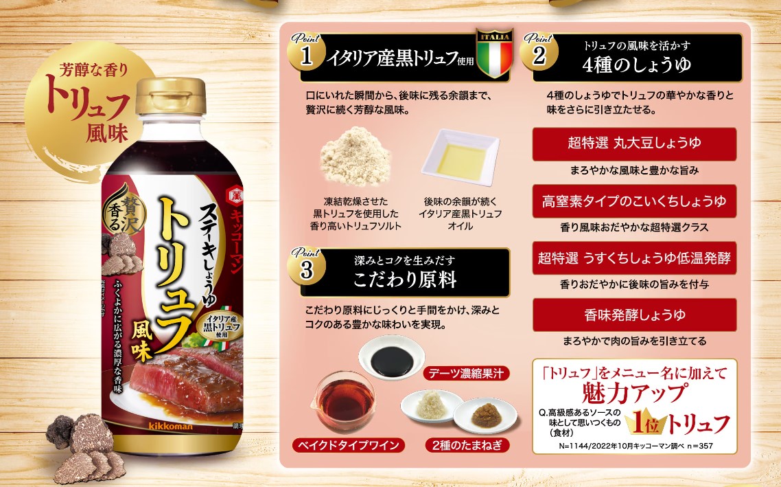 Kikkoman Truffle Steak Sauce 570g Truffle Flavoured Soy Sauce トリュフ風味 黑松露酱油 | Shopee Singapore