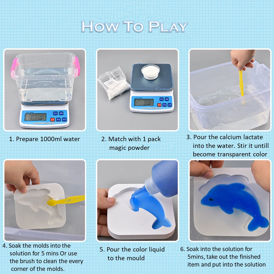 TT08 Magic Water Jelly Molding Water 【6 bottles】 Gel Toys Kid Toy Ocean ...