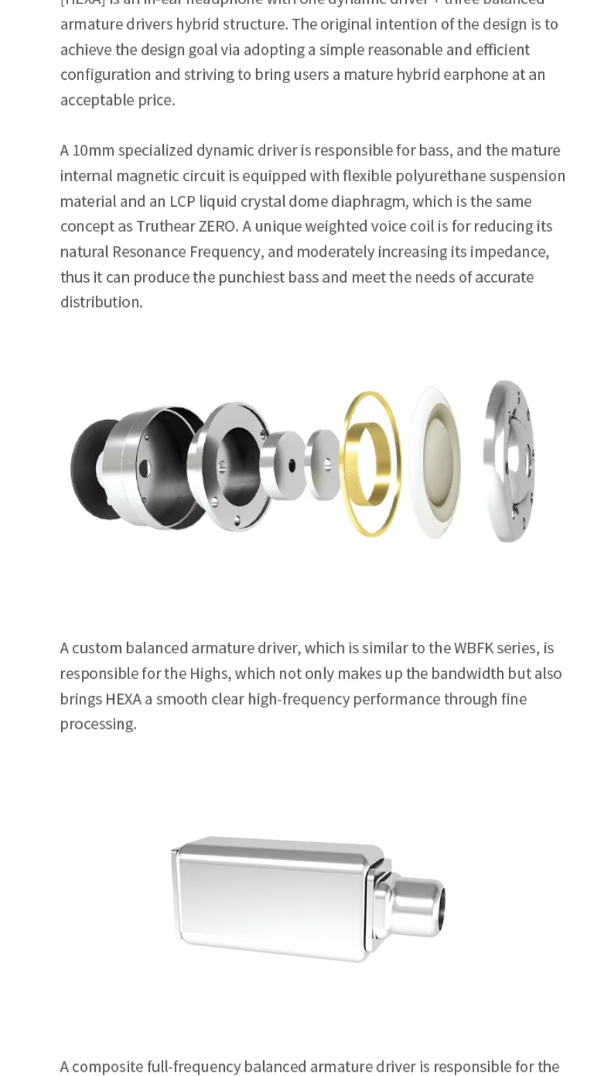 Truthear Hexa, In-Ear Monitors: 1DD+3BA Hybrid, 0.78 2Pin Cable ...