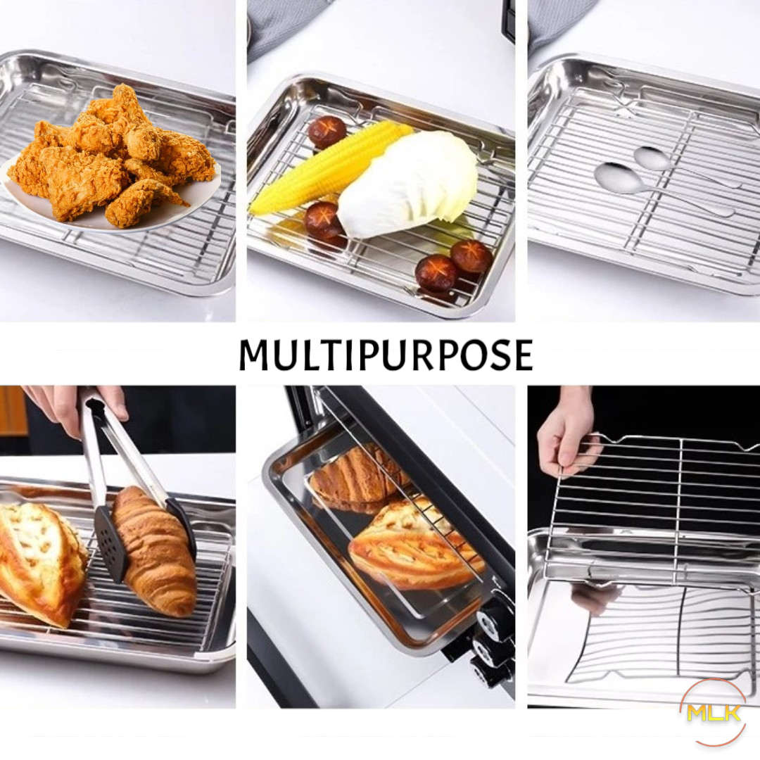 MLK Extra Tebal Multipurpose Rectangle Food Tray Stainless Steel Dulang ...