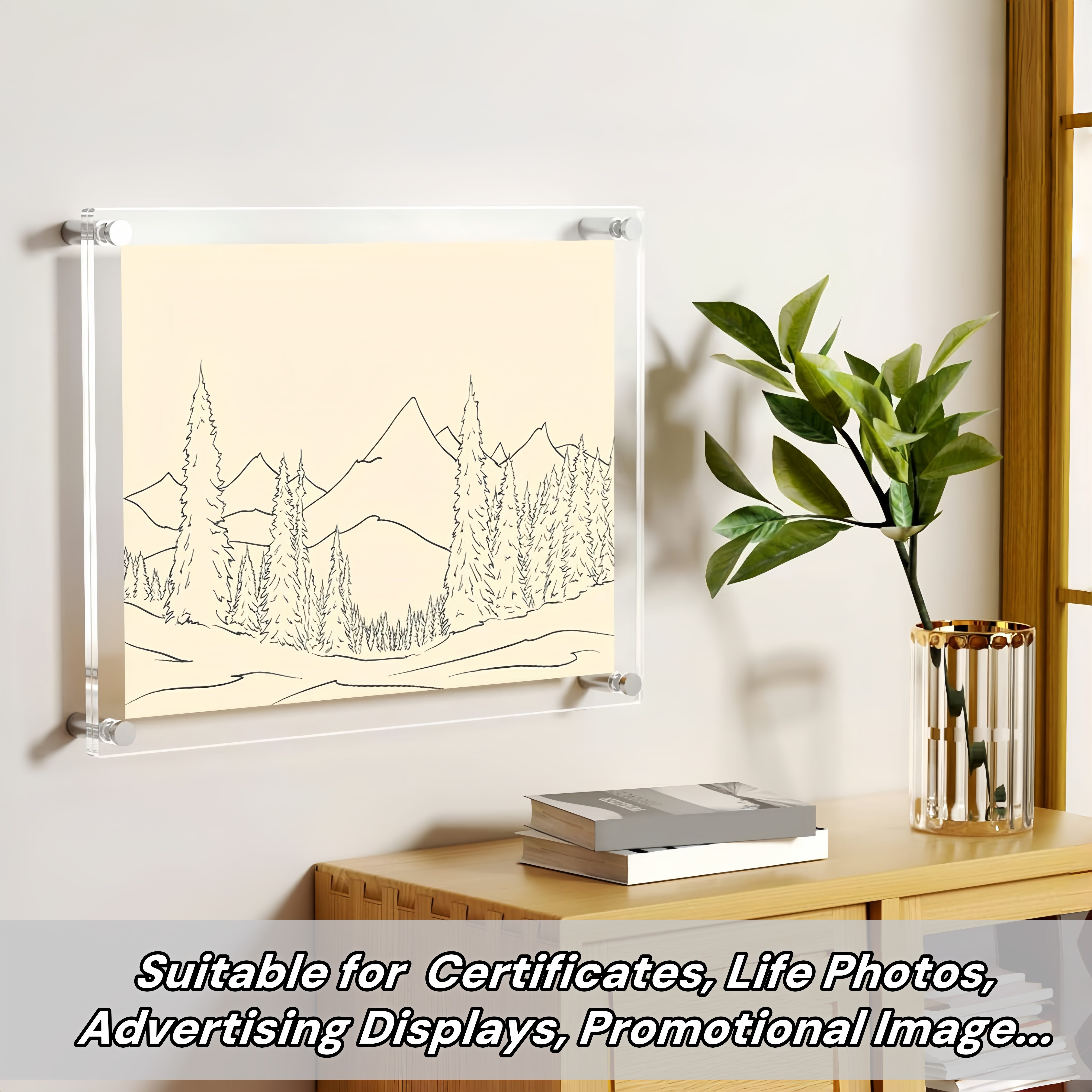 A2 A3 A4 Frameless Floating Acrylic Photo Frame Plastic Certificate ...