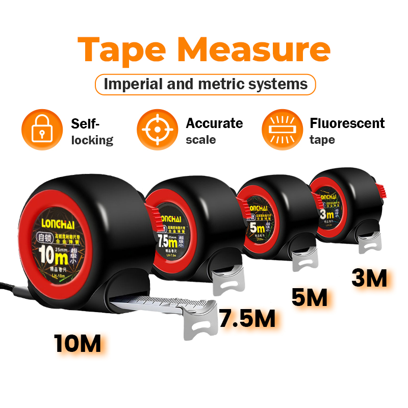 Measurement Tape Self Locking Fluorescent Steel Tape Measure Wear ...