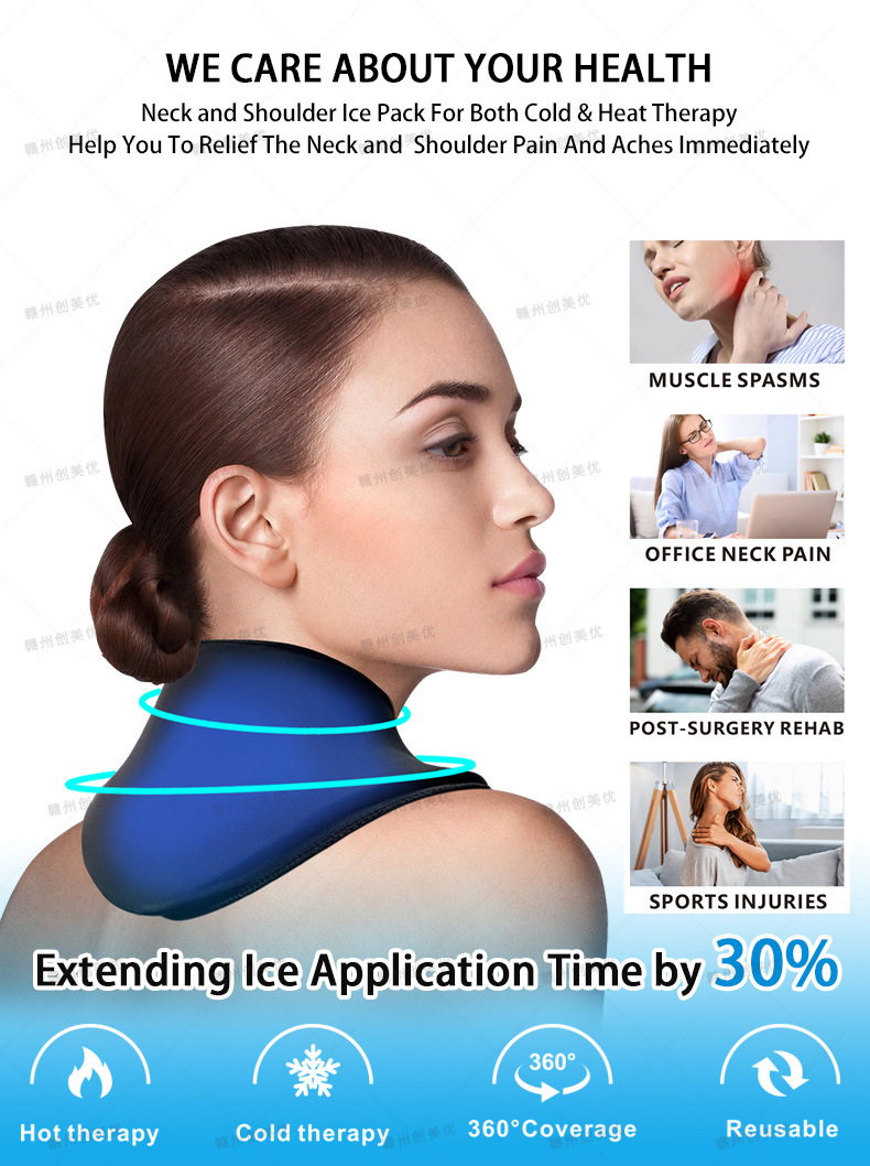 Neck Ice Pack Wrap Reusable Cold and Hot Compress Gel Bag for Back ...