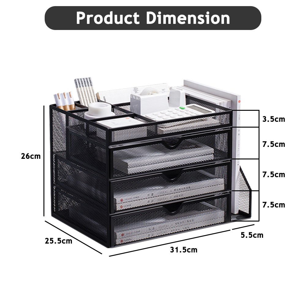 [4 Tier] Worthbuy Metal Desk Organizer Office Drawer Rack Stationery ...