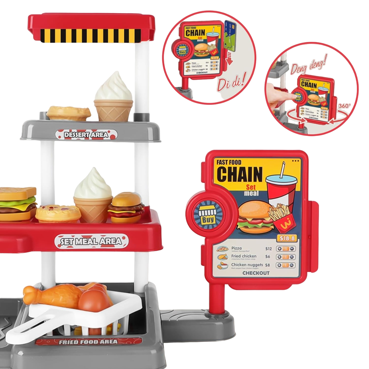 71pcs Kids Kitchen Pretend Play Fast Food Toys BBQ Grill food burger ...