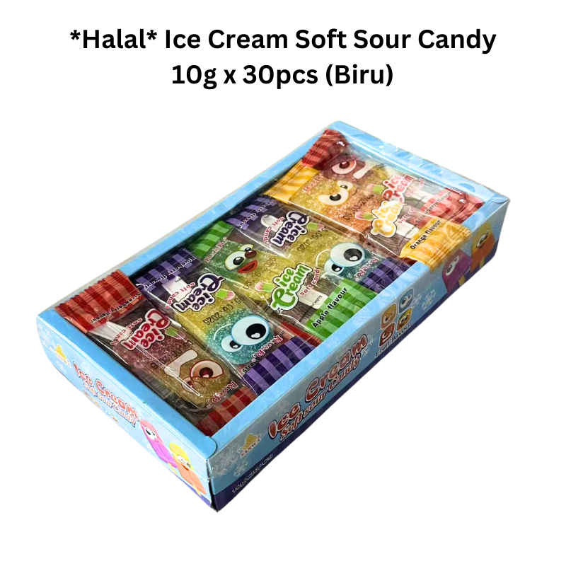 *Halal* Ice Cream Soft Sour Candy 10g x 30pcs (Biru) | Shopee Singapore