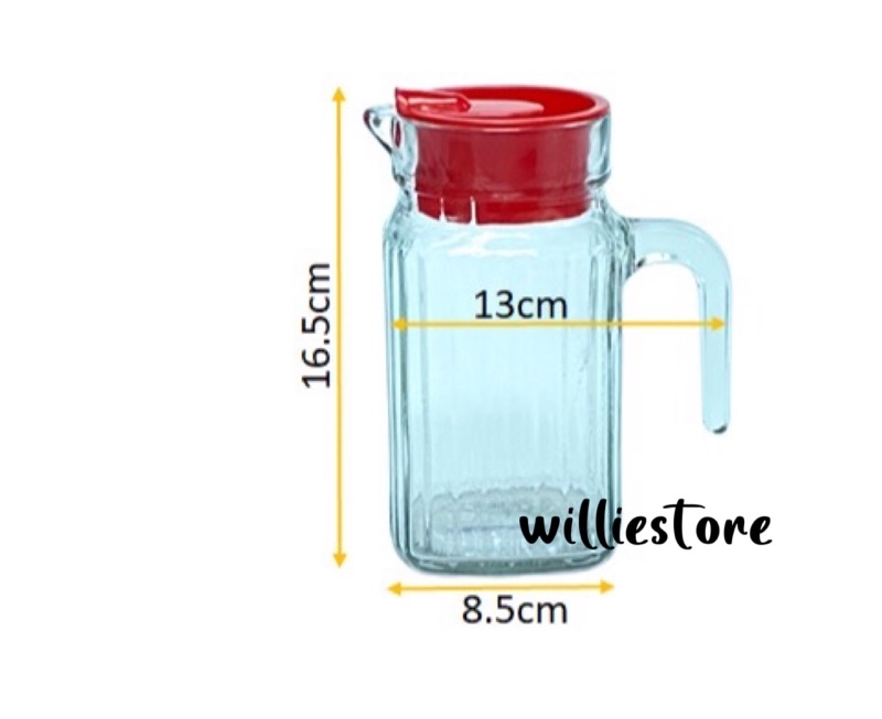 700ml Mini Glass Water Jug with Lid Cover Serving Pitcher Dinking Jar ...