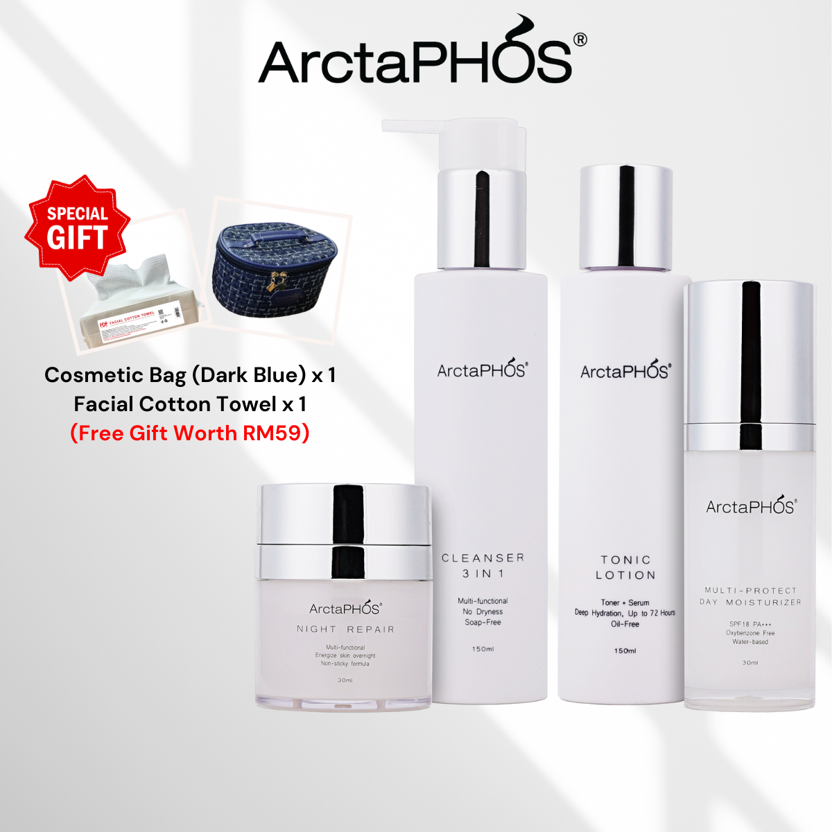 ArctaPHOS Skincare Bundle Set with Facial Cotton Towel Tissue ...