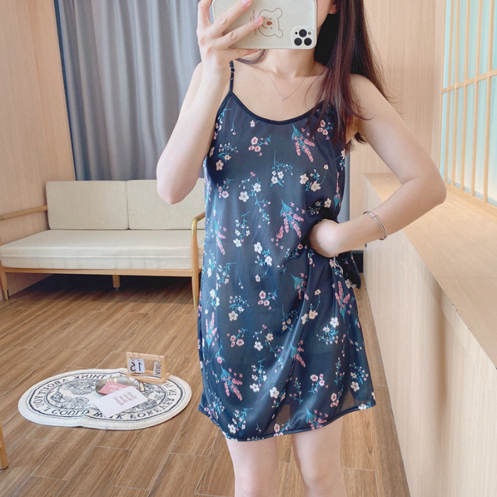 Women Pyjamas Satin Singlet Size M-2XL Nightdress With Mask | Shopee ...