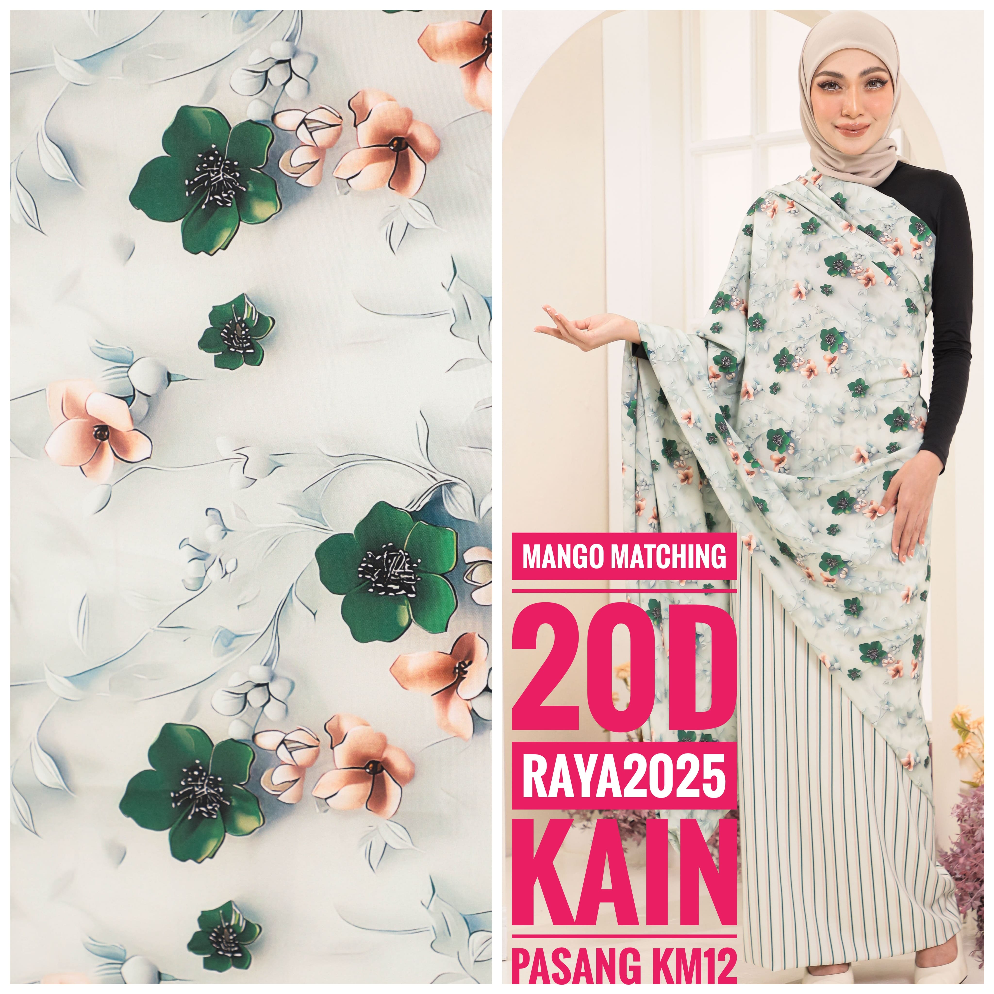 Kain Pasang , Mango Matching 20D , RAYA 2025 ,Corak Baru , , | Shopee ...